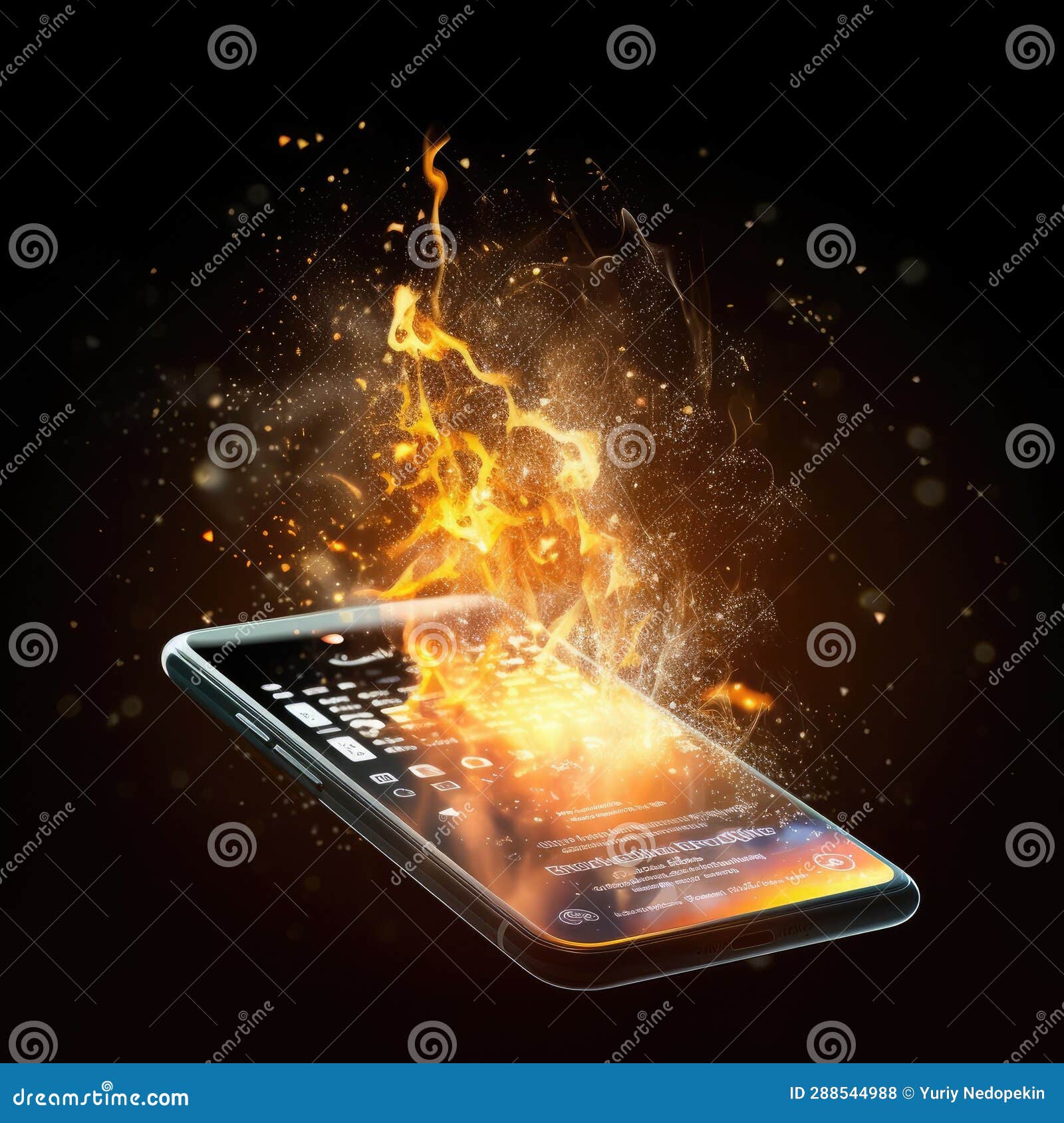 Smartphone is Shown Engulfed in Flames Stock Photo - Image of care ...