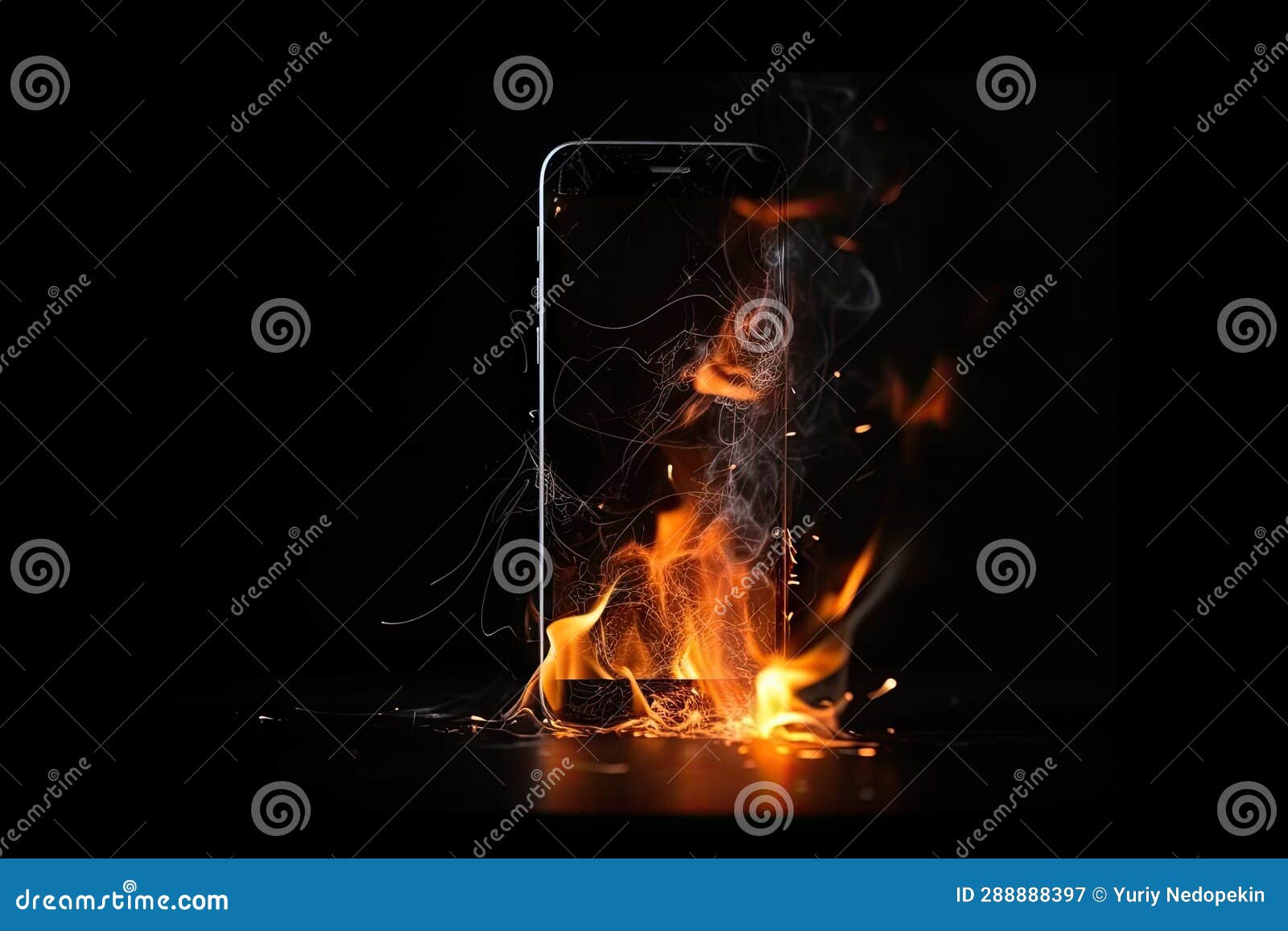Smartphone is Shown Engulfed in Flames Stock Image - Image of failure ...