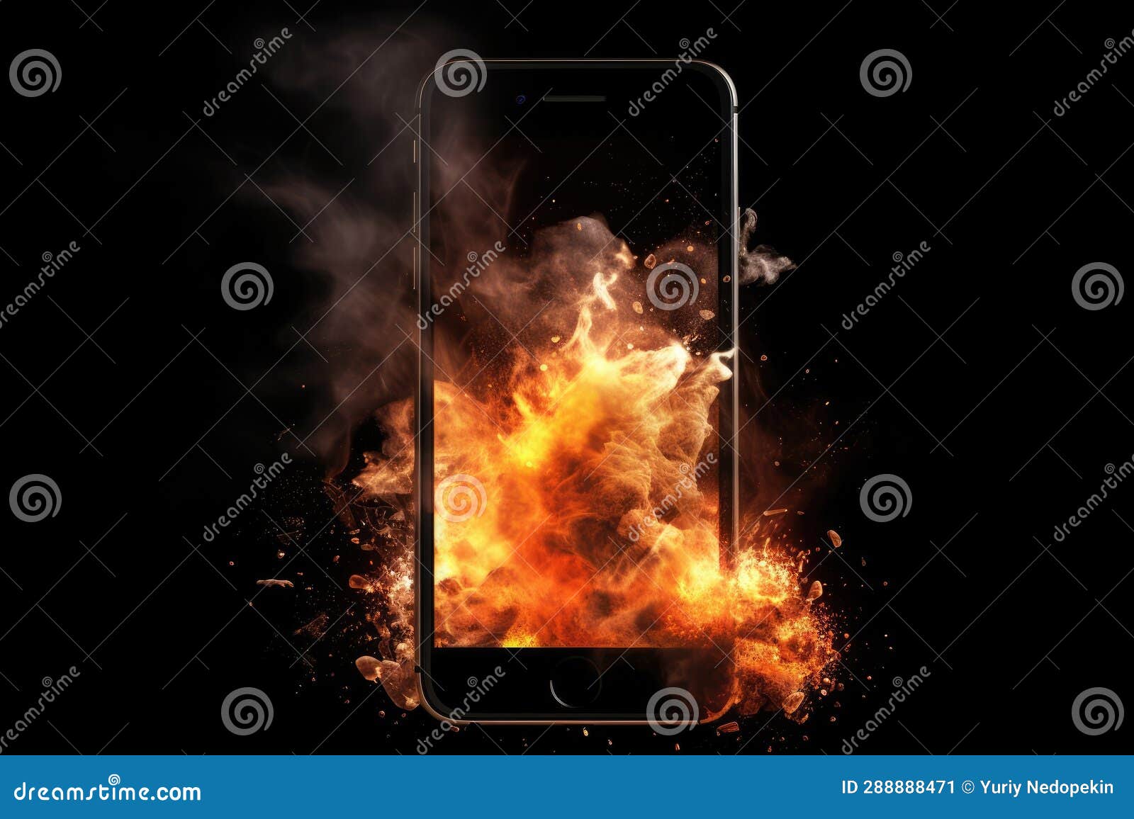 Smartphone is Shown Engulfed in Flames Stock Image - Image of hazards ...