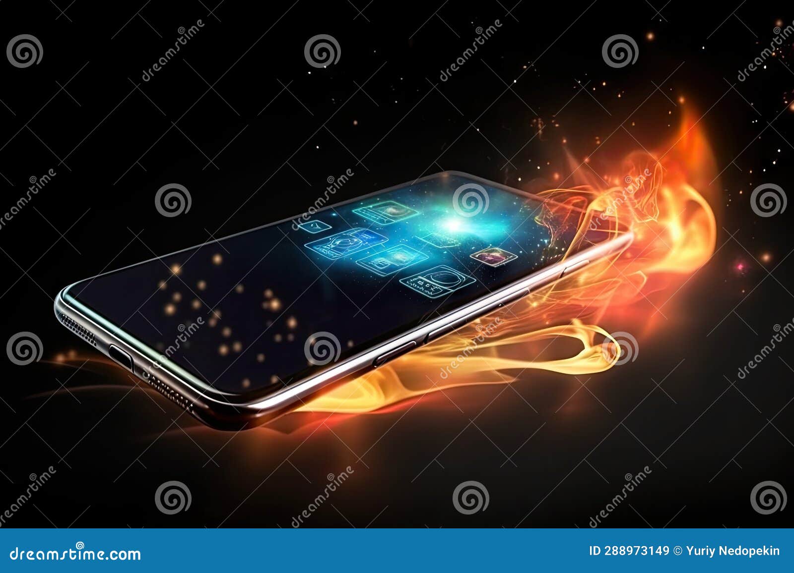 Smartphone is Shown Engulfed in Flames Stock Image - Image of explosion ...