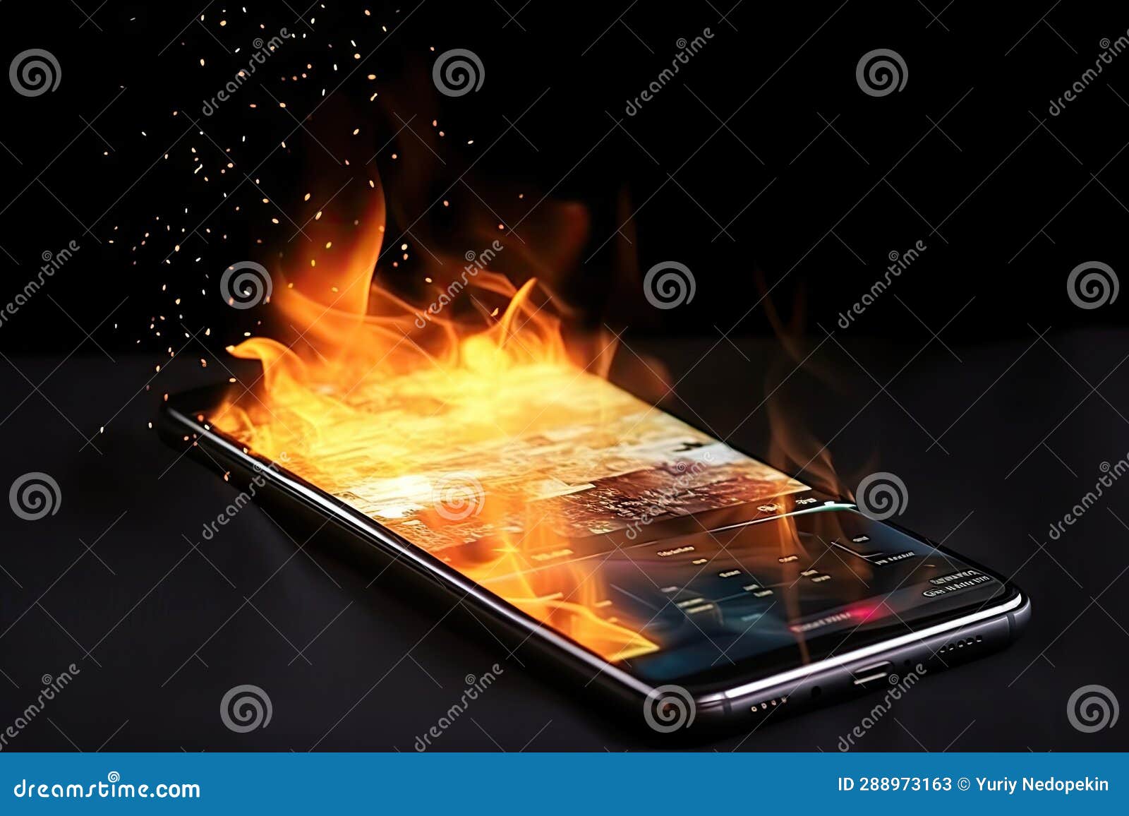 Smartphone is Shown Engulfed in Flames Stock Image - Image of issues ...