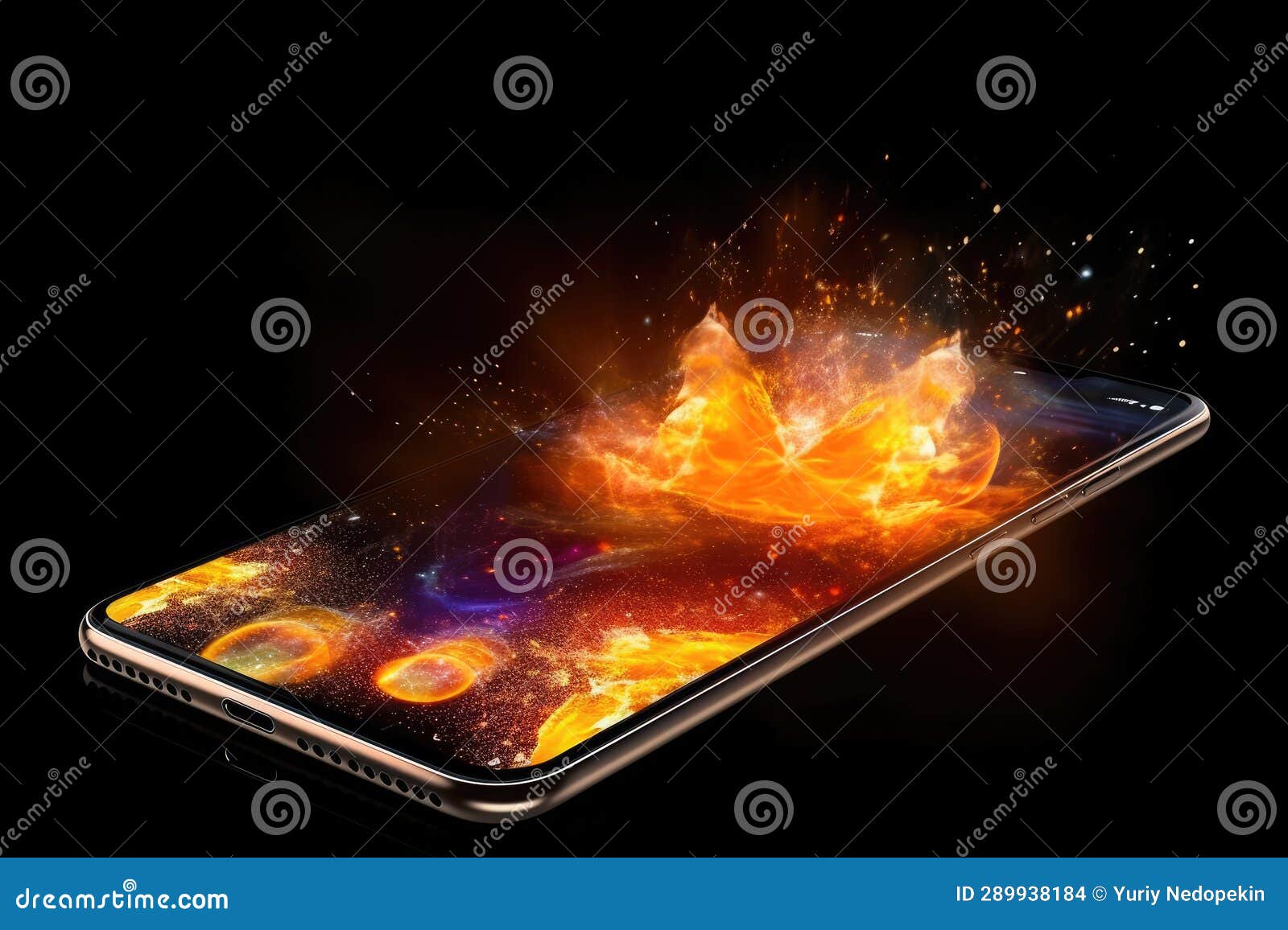 Smartphone is Shown Engulfed in Flames Stock Illustration ...