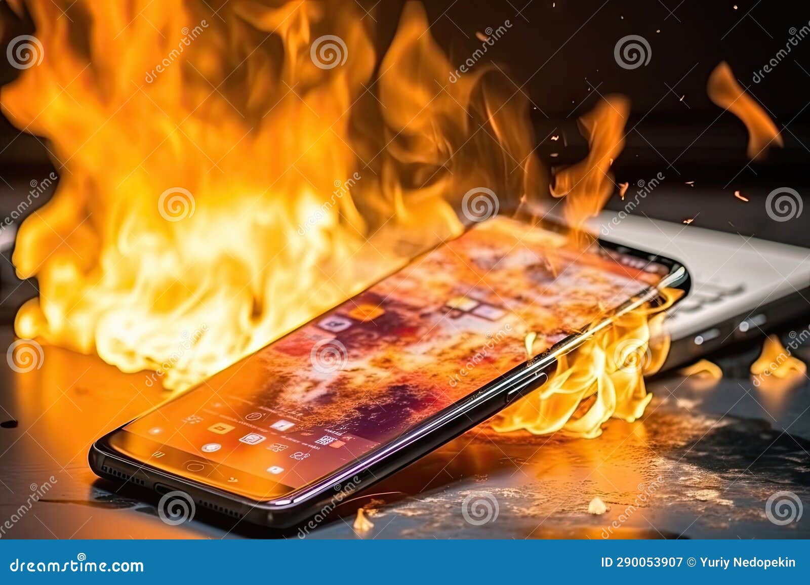 Smartphone is Shown Engulfed in Flames Stock Image - Image of failure ...