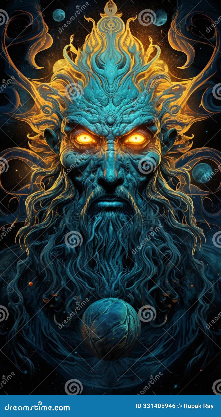 Depiction of an Ancient God with the Sun Stock Illustration ...