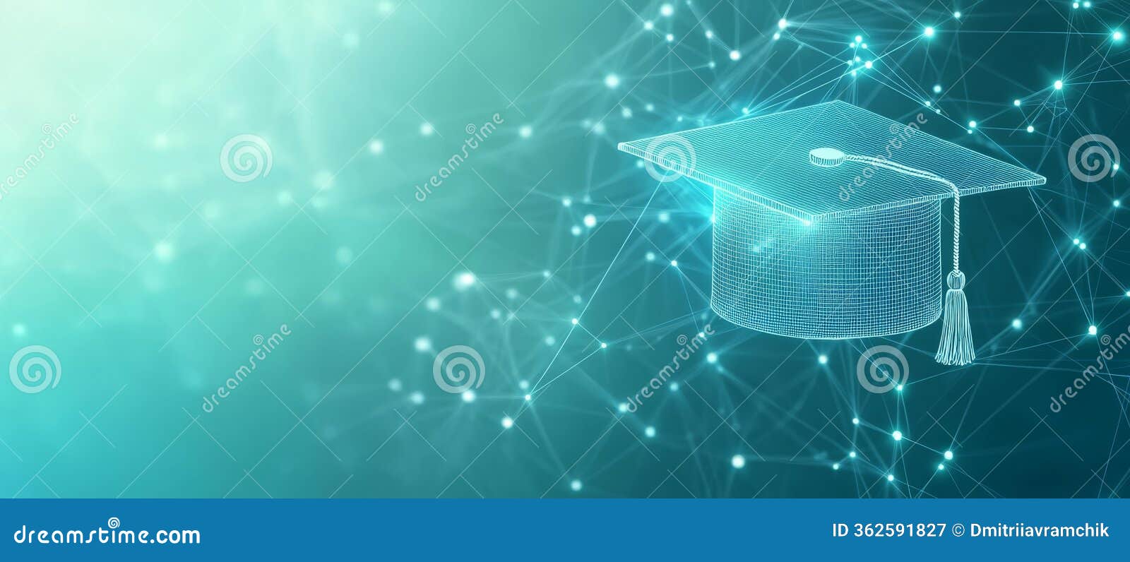 A Depiction of a Blue Digital Network of Nodes, with a Radiant ...