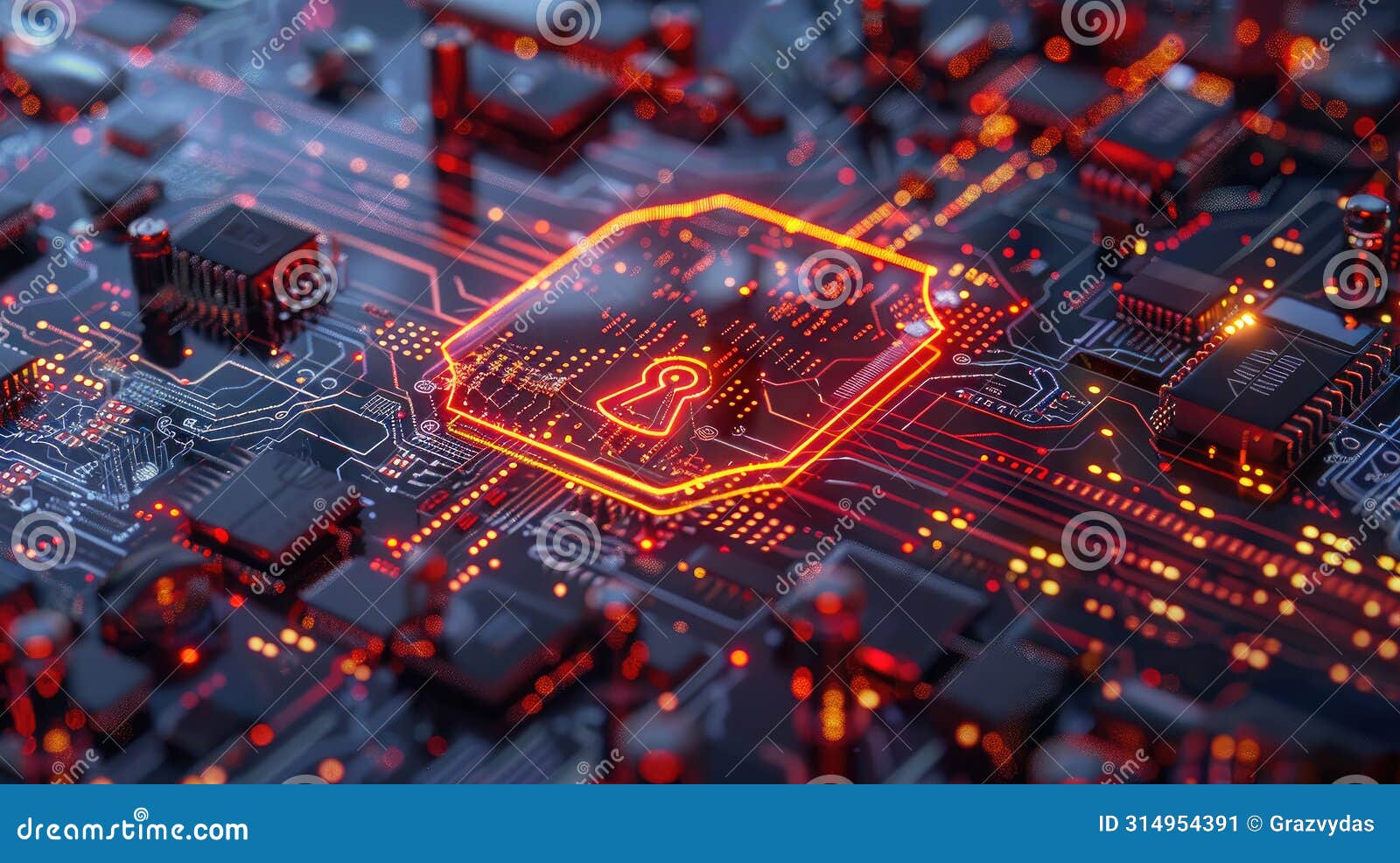 A Depiction of a Cybersecurity Shield on Computer Circuit Board ...