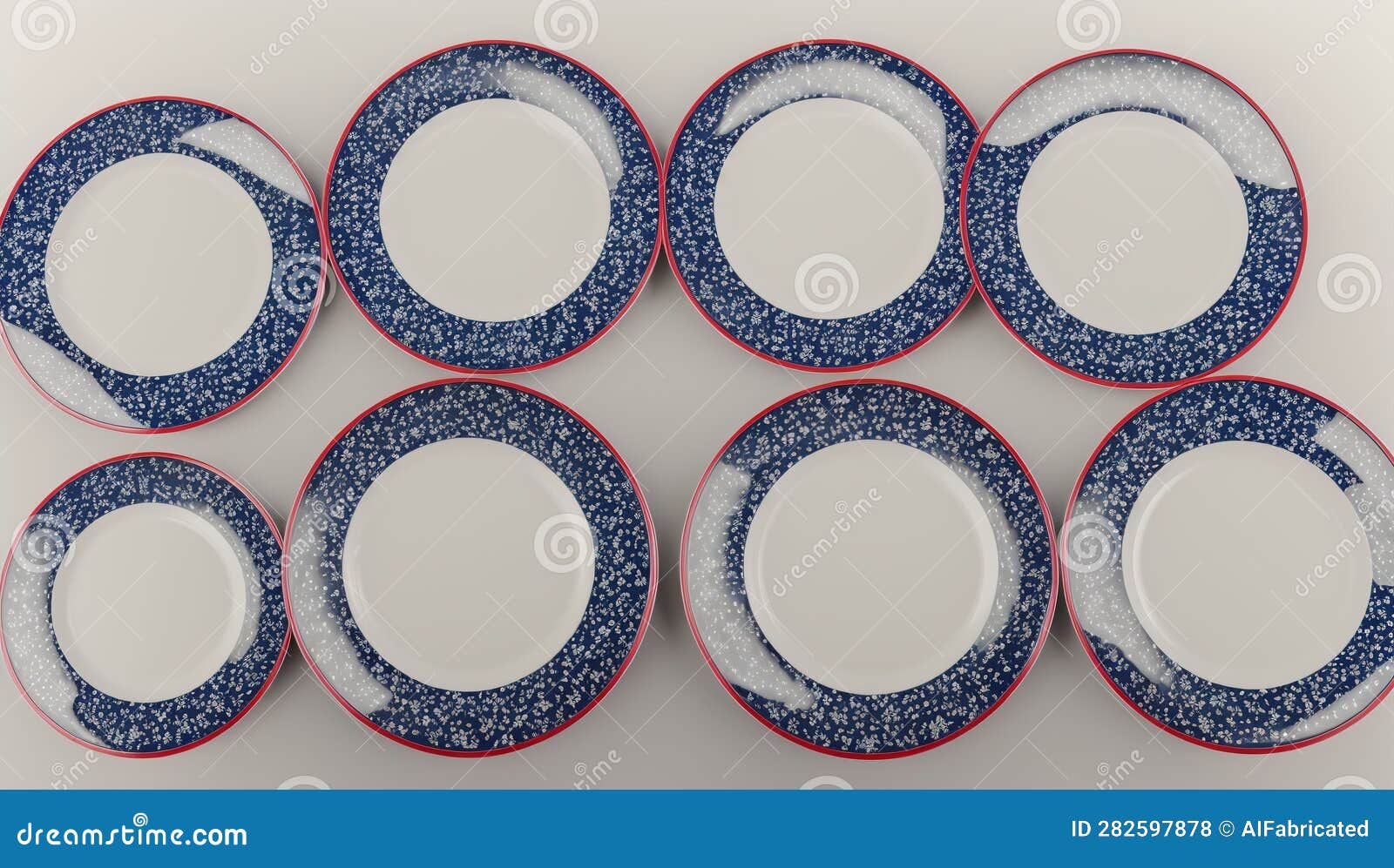 A Depiction of an Evocative Set of Six Plates with a Blue and White ...
