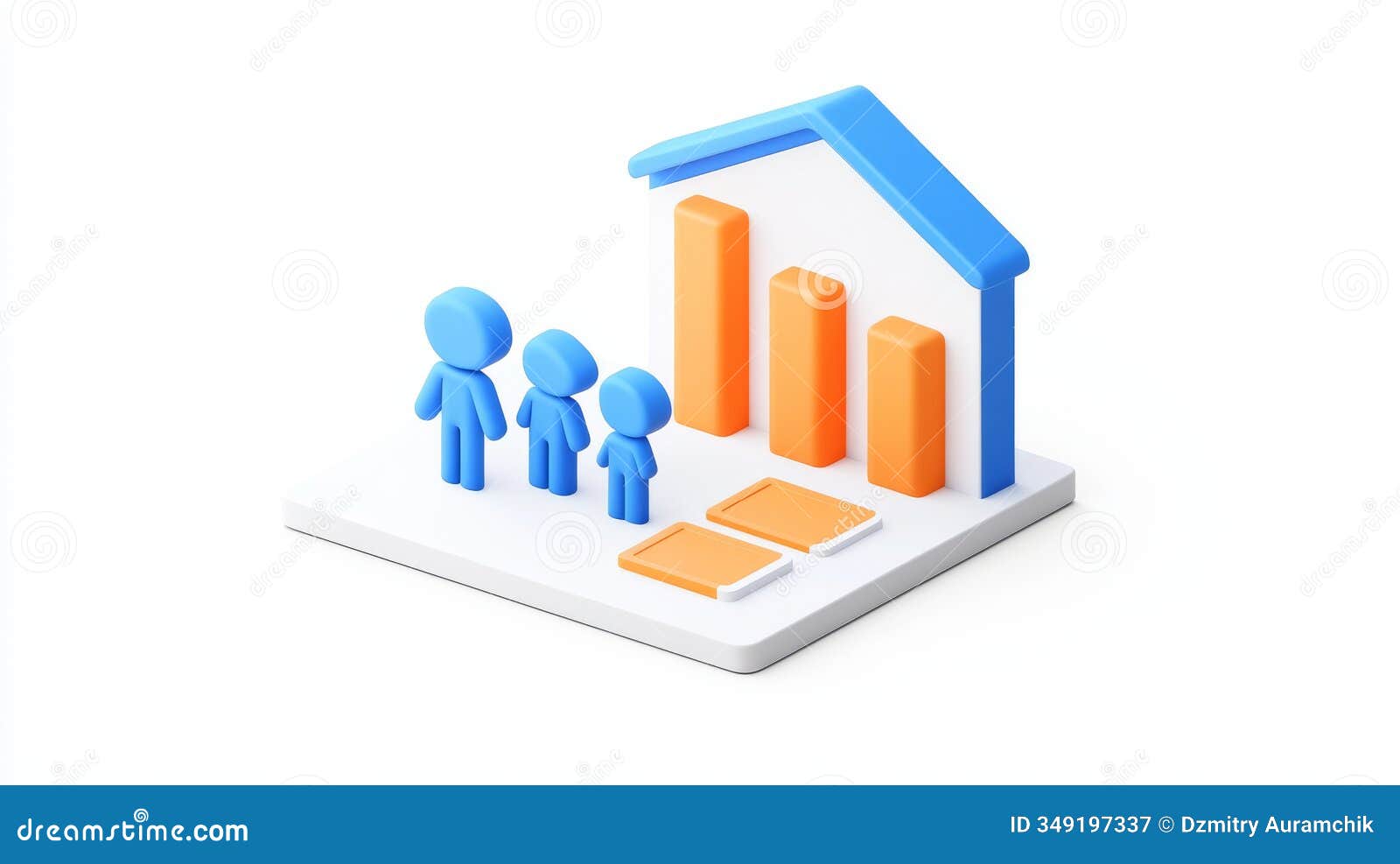 A Depiction of a Family with a Growth Chart, Indicating Progress. Stock ...