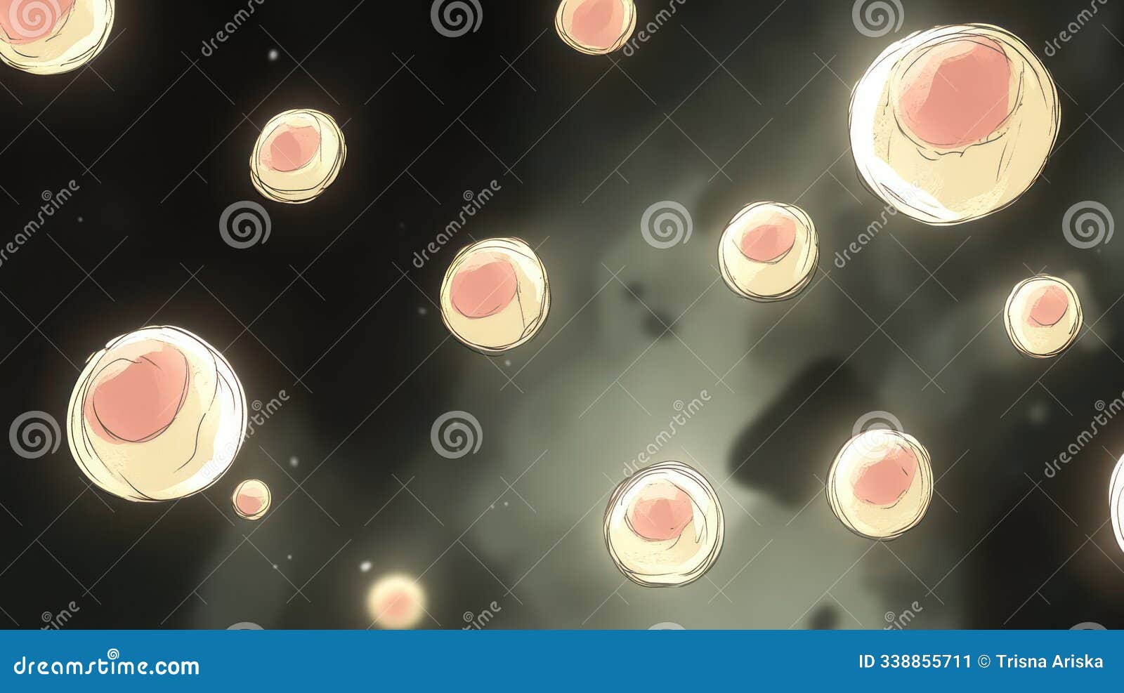 A Depiction of Floating Cells in a Dark, Abstract Background Stock ...