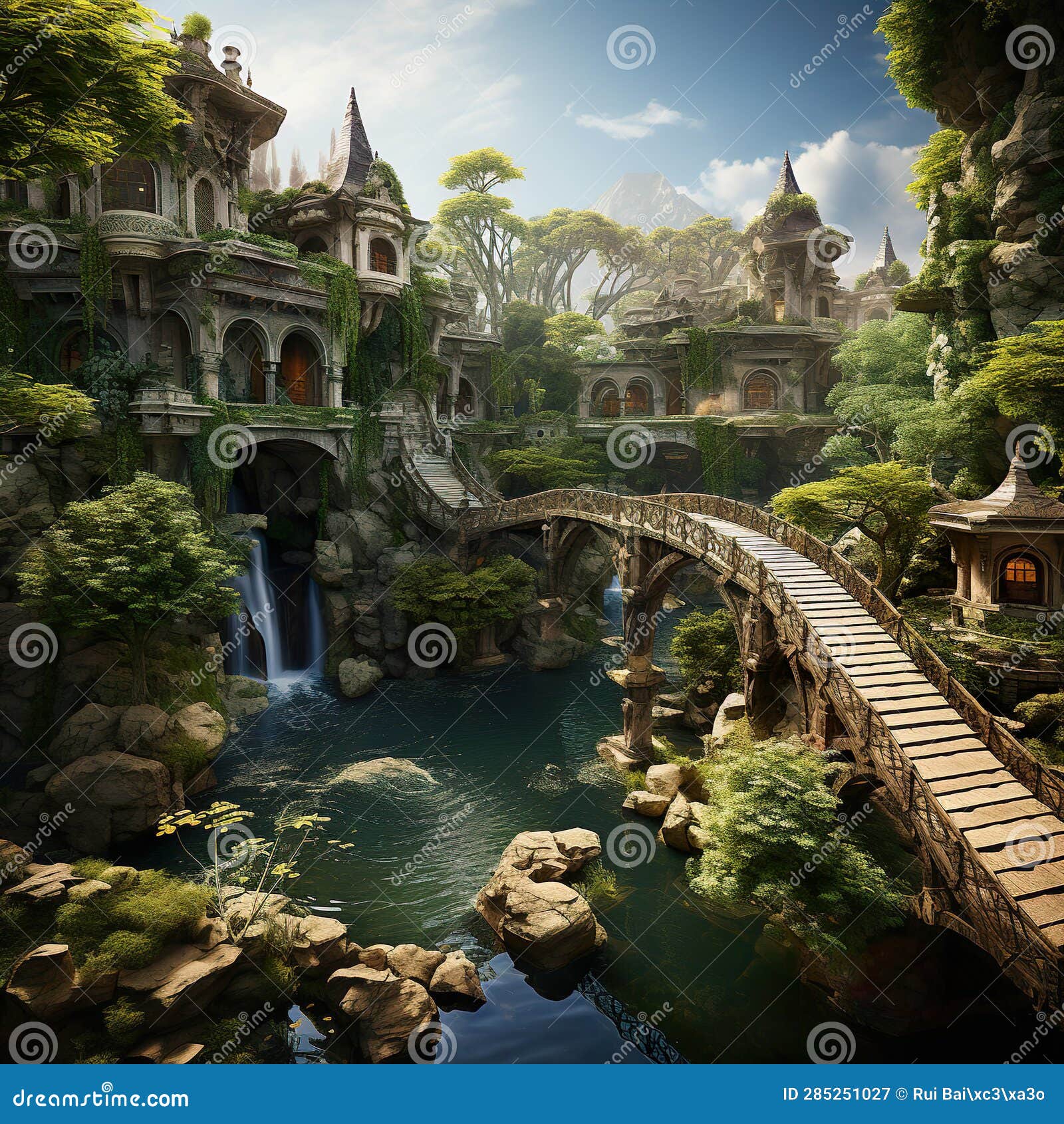 Depiction of an Incredible Surreal Fantasy Landscape Stock Illustration ...