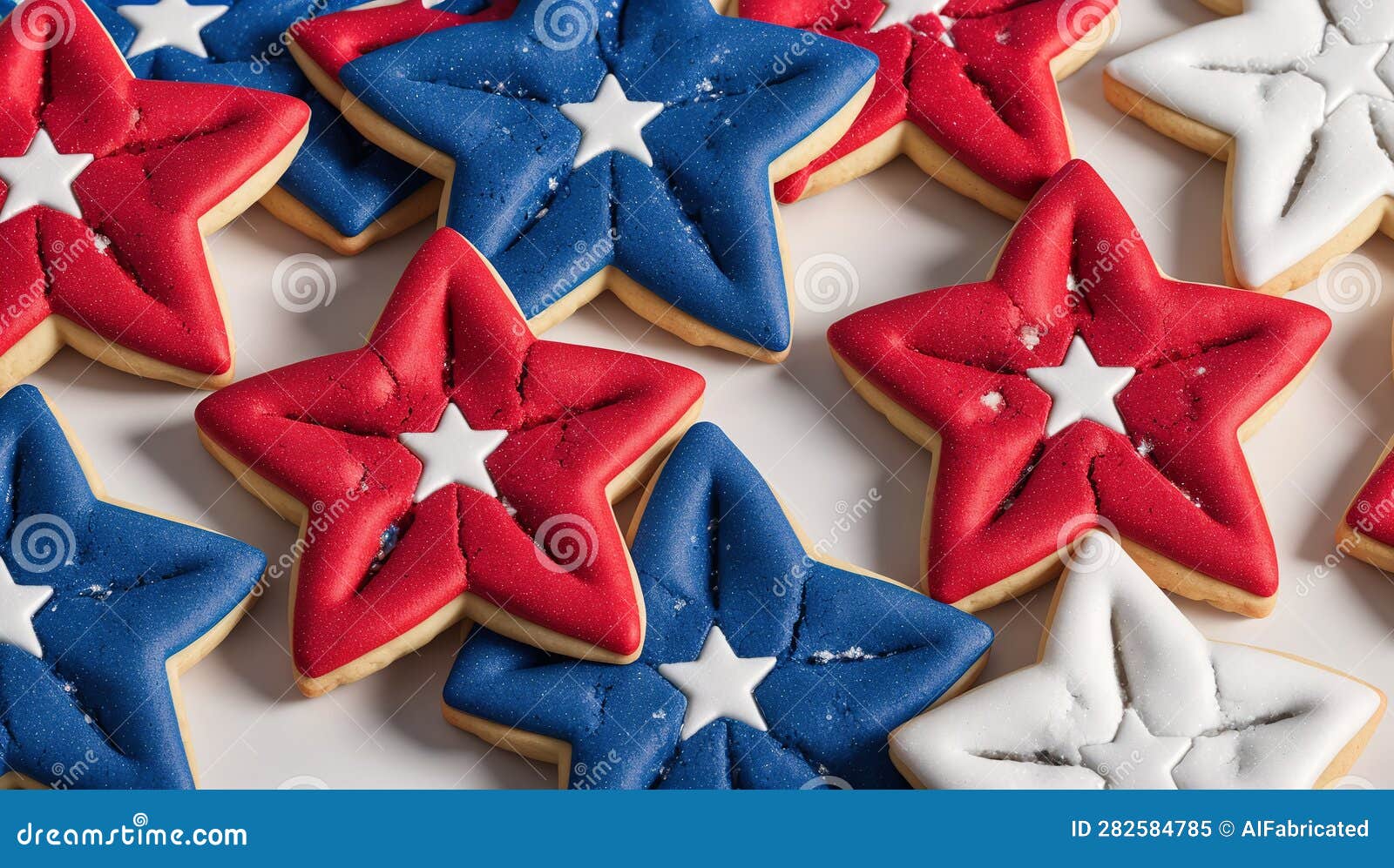 A Depiction of a Mesmerizing Star Cookie with Red, White and Blue Icing ...