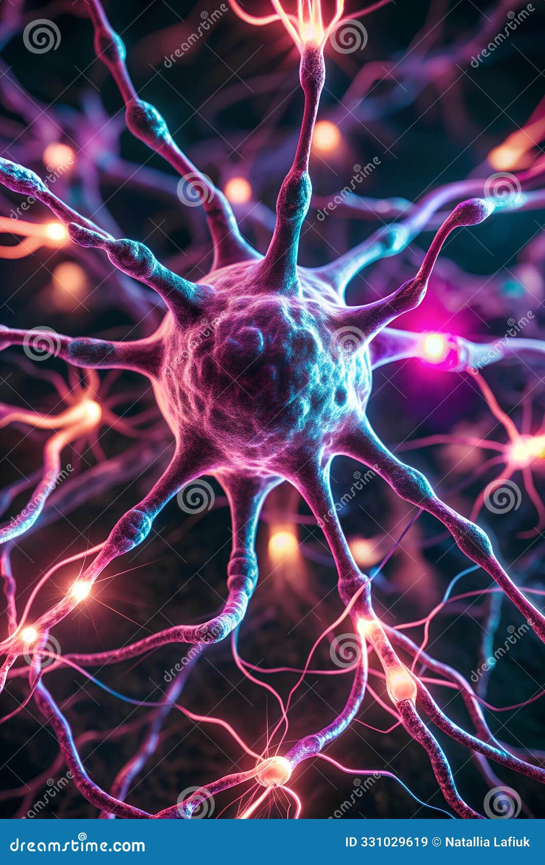 Depiction Of A Nerve Cell Or Neuron With Branching Dendrites And The ... Depiction Of A Nerve Cell Or Neuron With Branching Dendrites And The ...