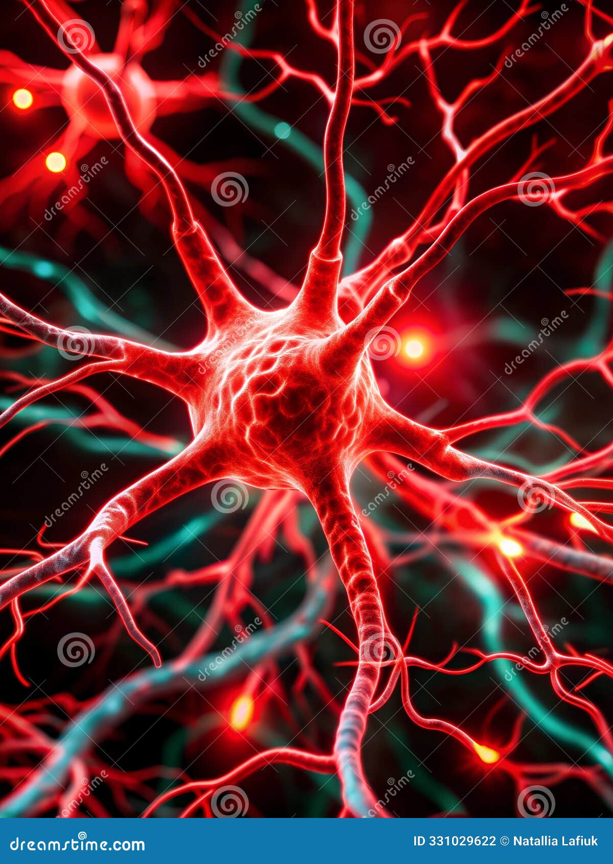 Depiction Of A Nerve Cell Or Neuron With Branching Dendrites And The ... Depiction Of A Nerve Cell Or Neuron With Branching Dendrites And The ...