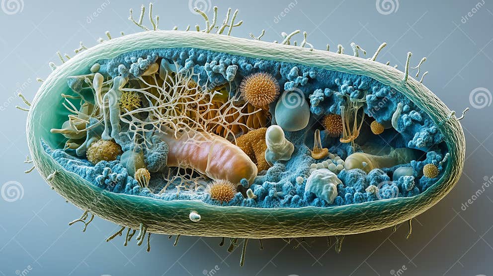 Cross-section View of a Detailed Bacterial Cell Emphasizing Complex ... Cross-section View of a Detailed Bacterial Cell Emphasizing Complex ...