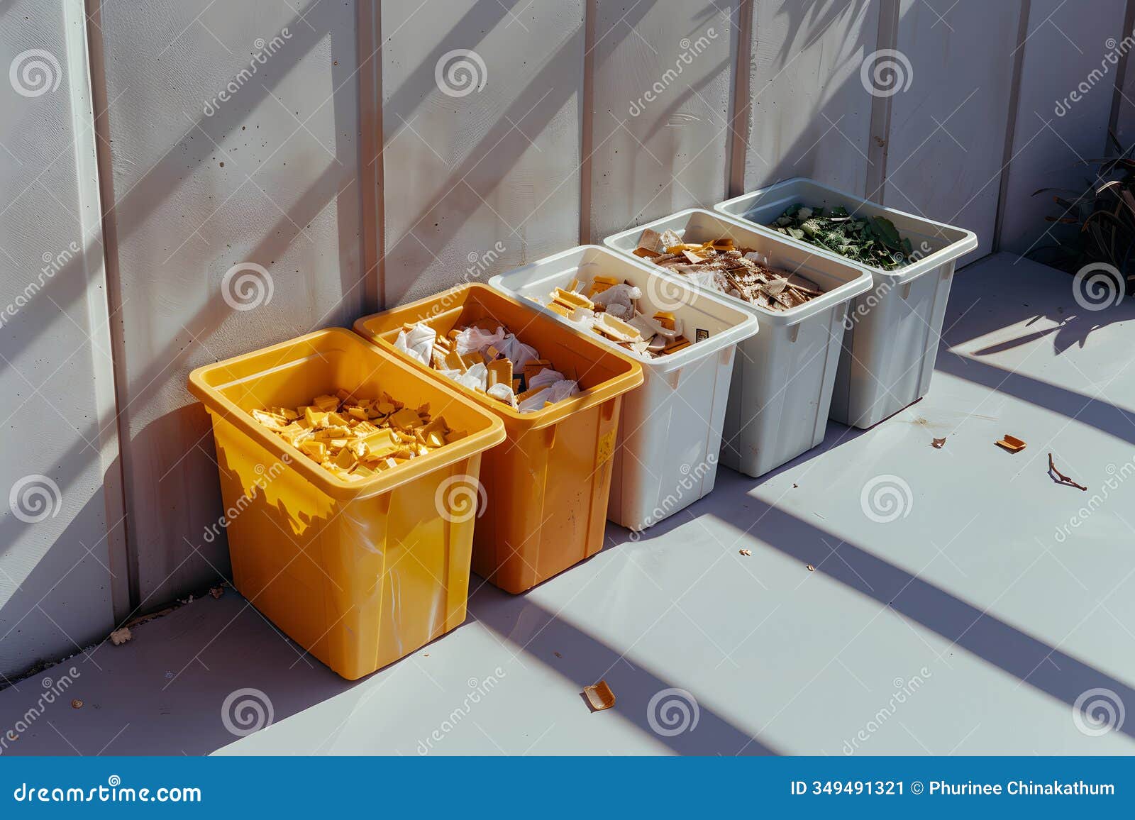 A Depiction Of Trash Sorting Showcasing An Organized System For ...