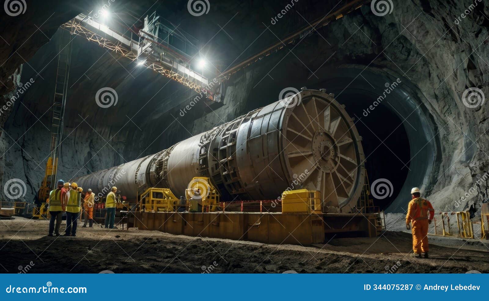 Tunnel Construction Using a Massive Tunnel Boring Machine in an Underground Environment Stock ...