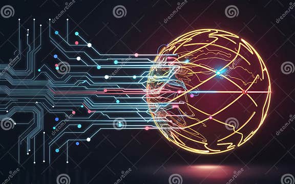 AI-generated, Globe with Interconnected Lines and Dots, , Abstract, Technology Stock ...