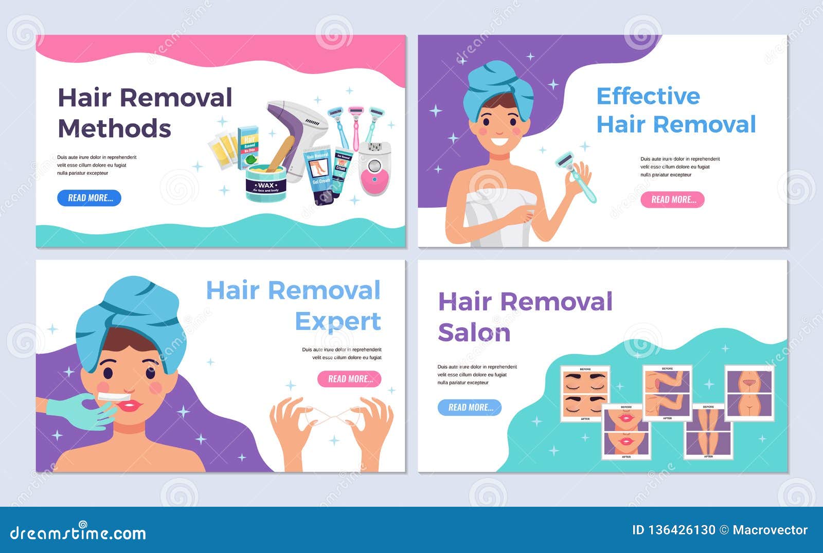 Depilation Banners Set stock vector. Illustration of layout - 136426130