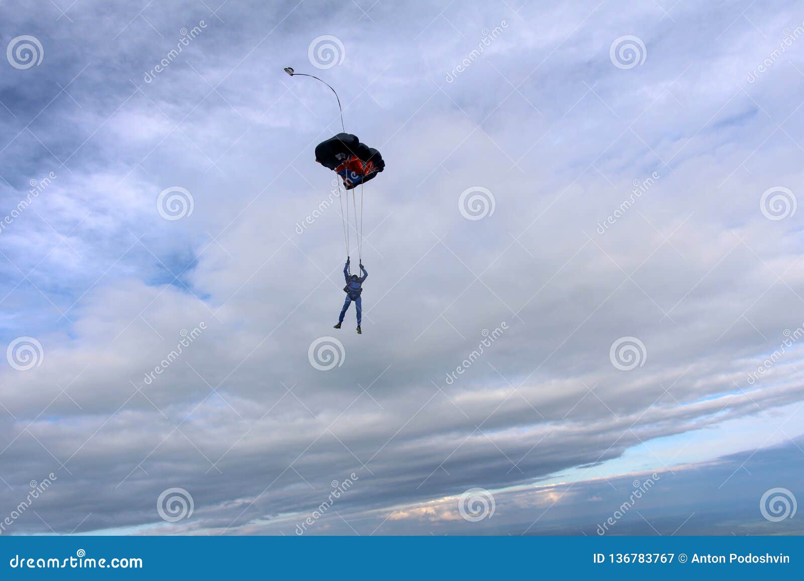 The Deployment of Parachute in the Sky. Stock Image - Image of safe ...