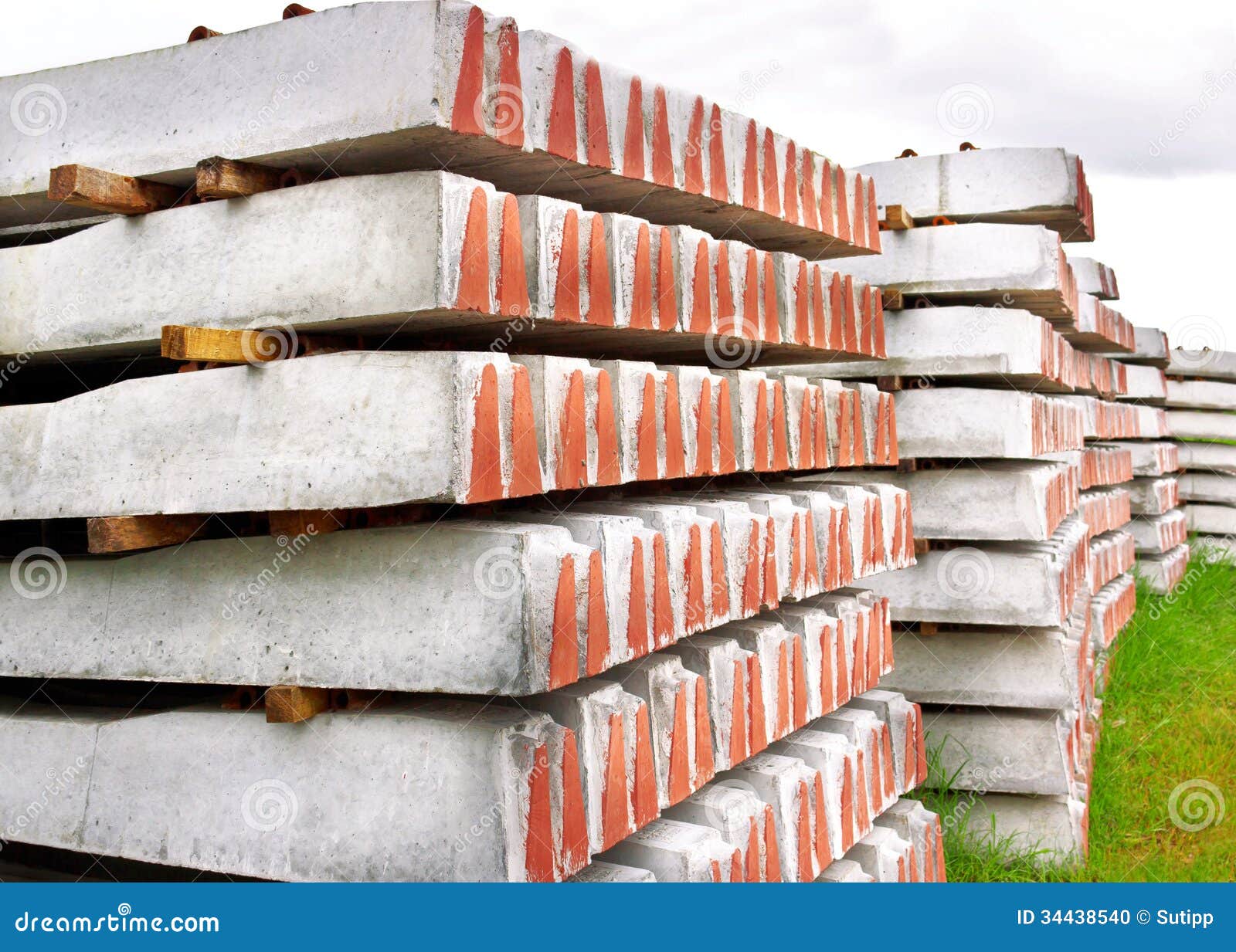Depo with Stack of Railways Concrete Sleepers Stock Photo - Image of ...