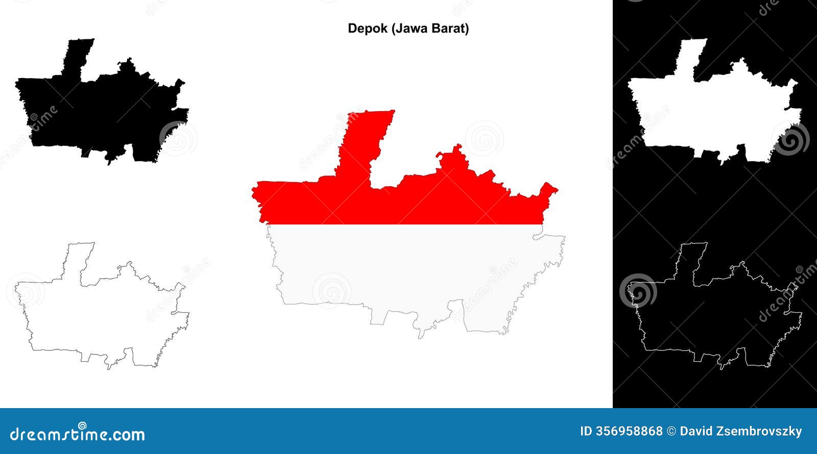 Depok Outline Map Vector Illustration | CartoonDealer.com #356958868