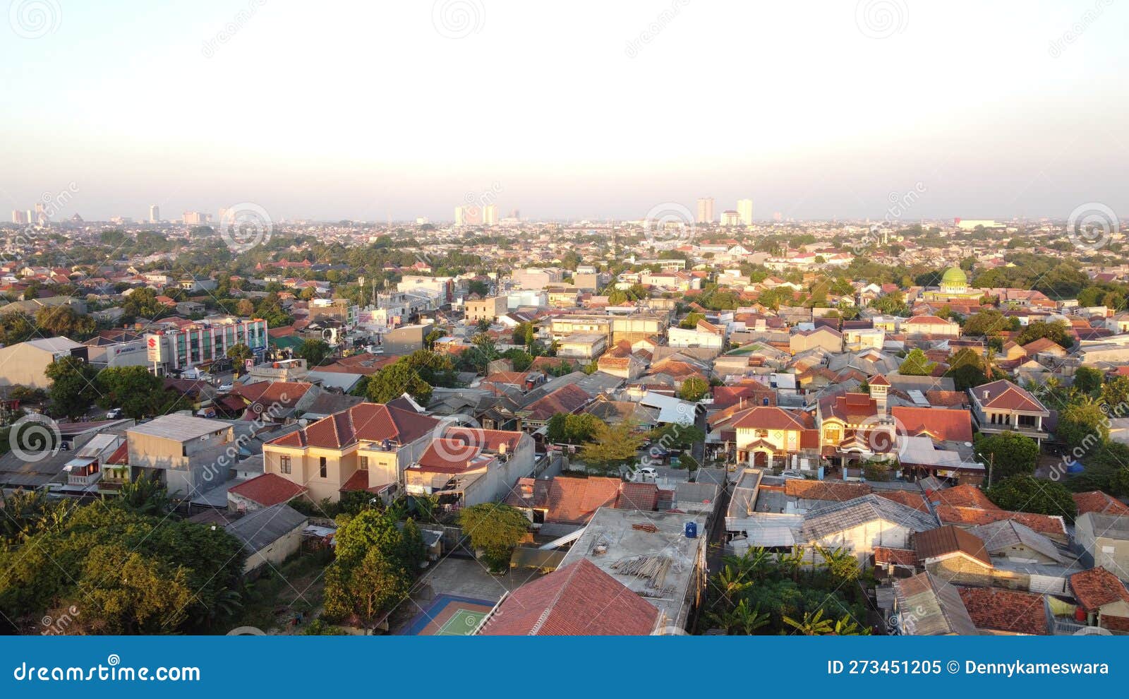 Small Town View in the Afternoon Stock Image - Image of aerial, green ...