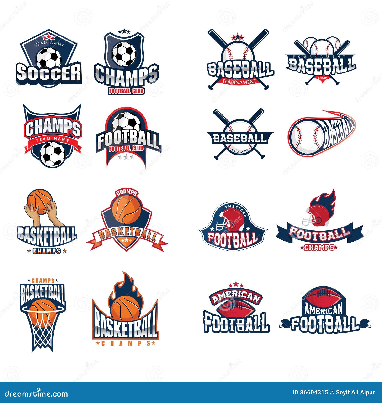 Deportes Logo Set ilustración del vector. Ilustración de vector - 86604315