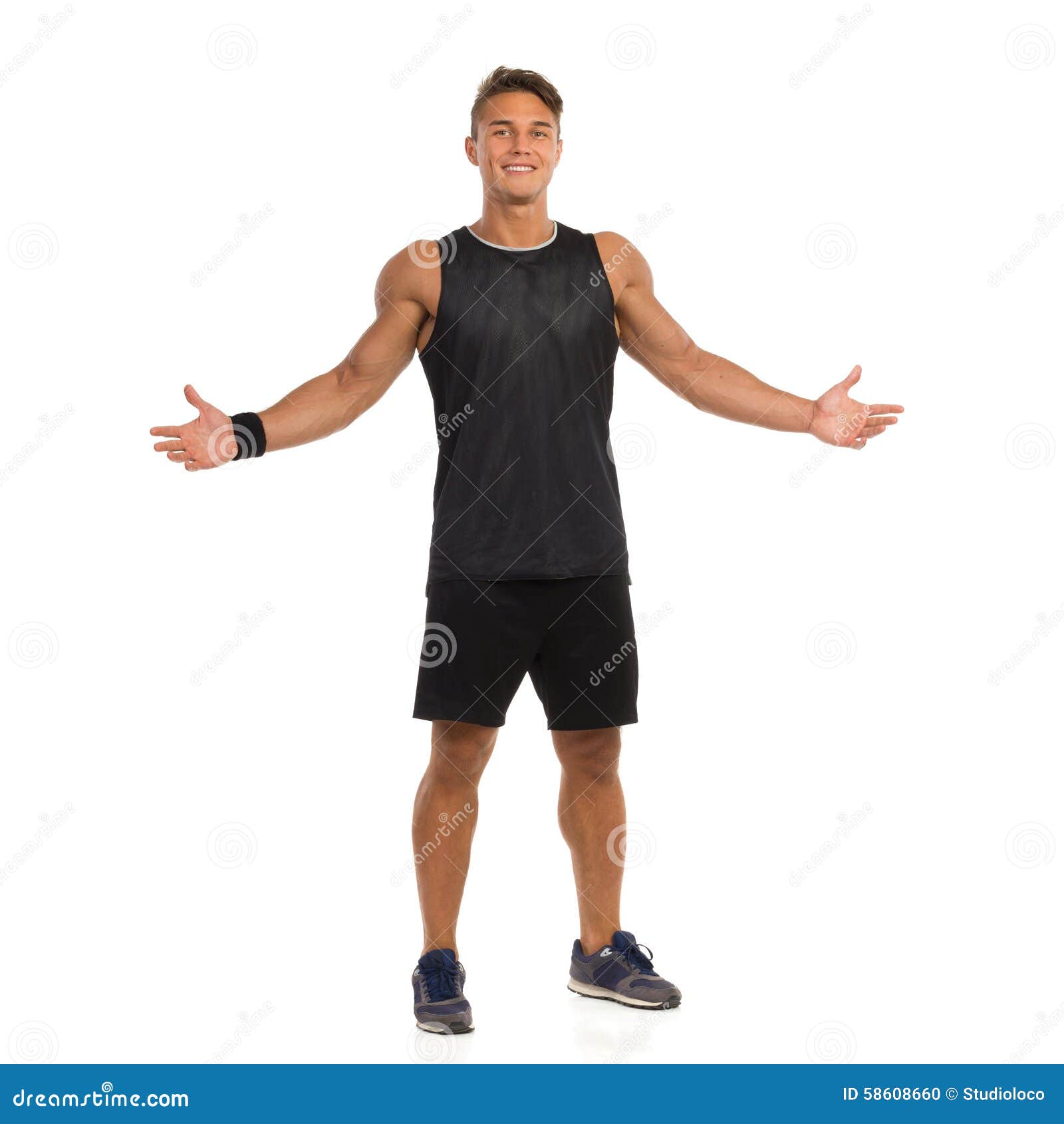 Deportista Con Los Brazos Extendidos Foto de archivo - Imagen de ...