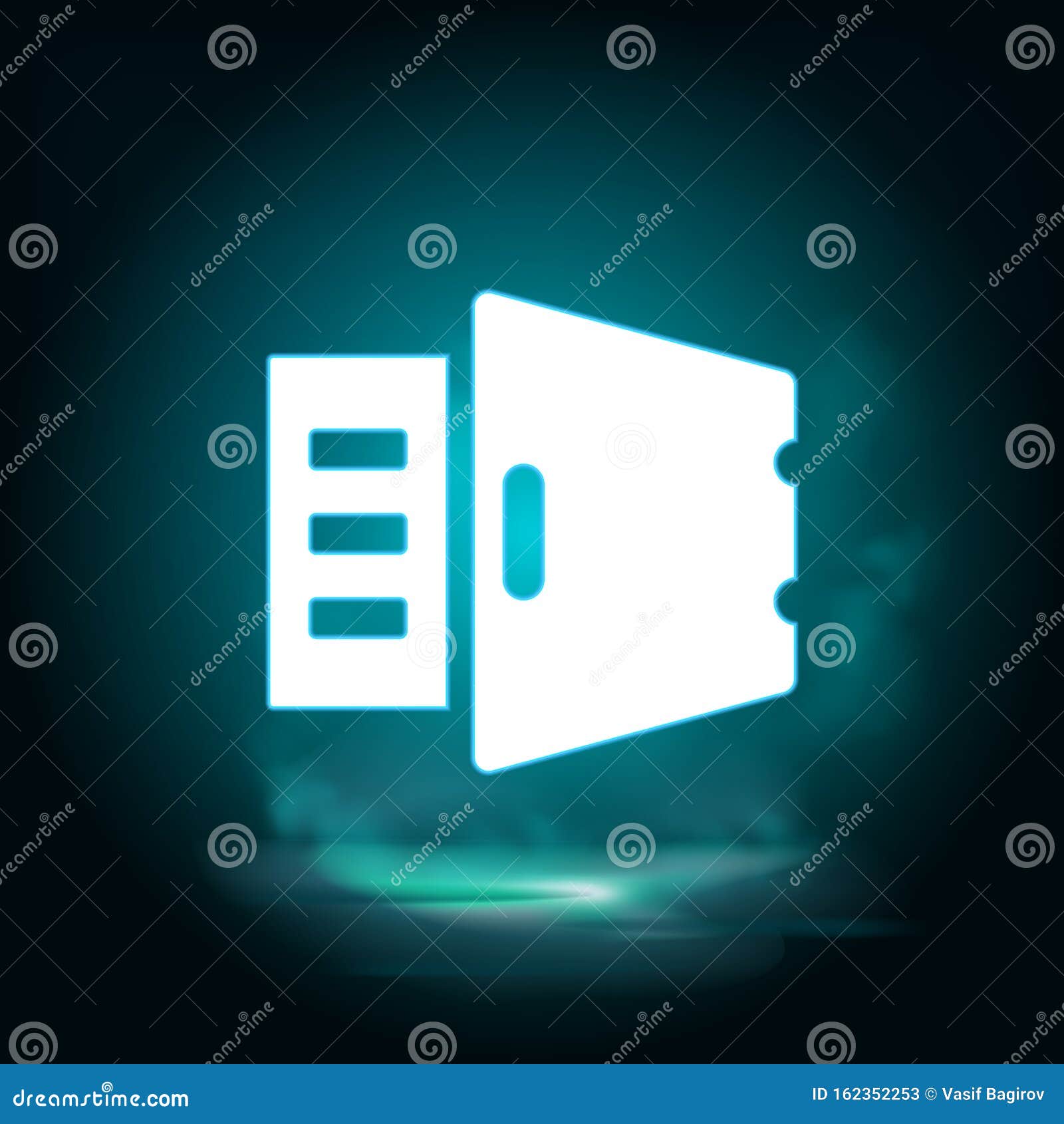 Deposit, Gold, Safe Vector Icon. Lighting Blue Smoke Neon Icon Stock ...