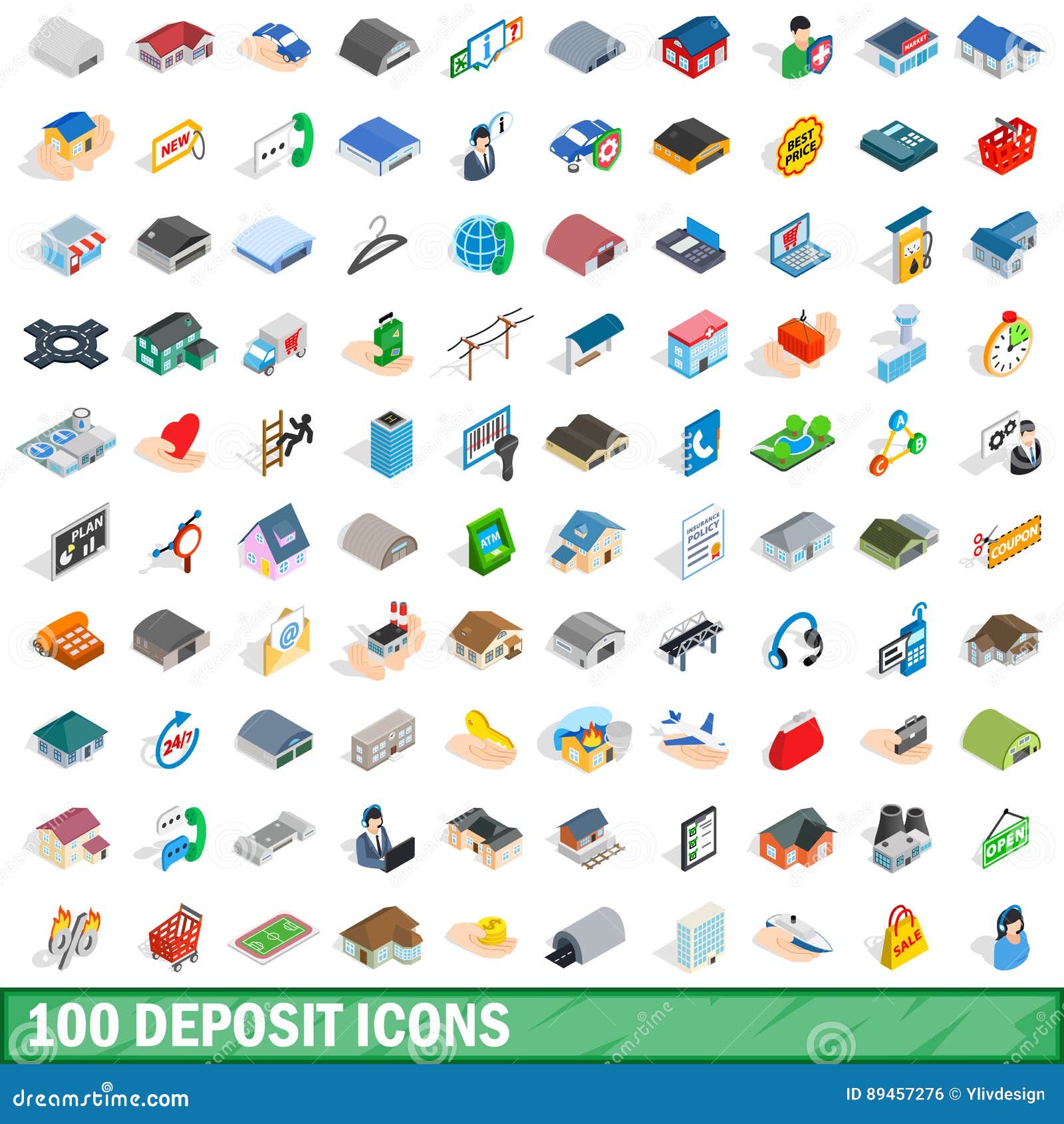 100 Deposit Icons Set, Isometric 3d Style Stock Vector - Illustration ...