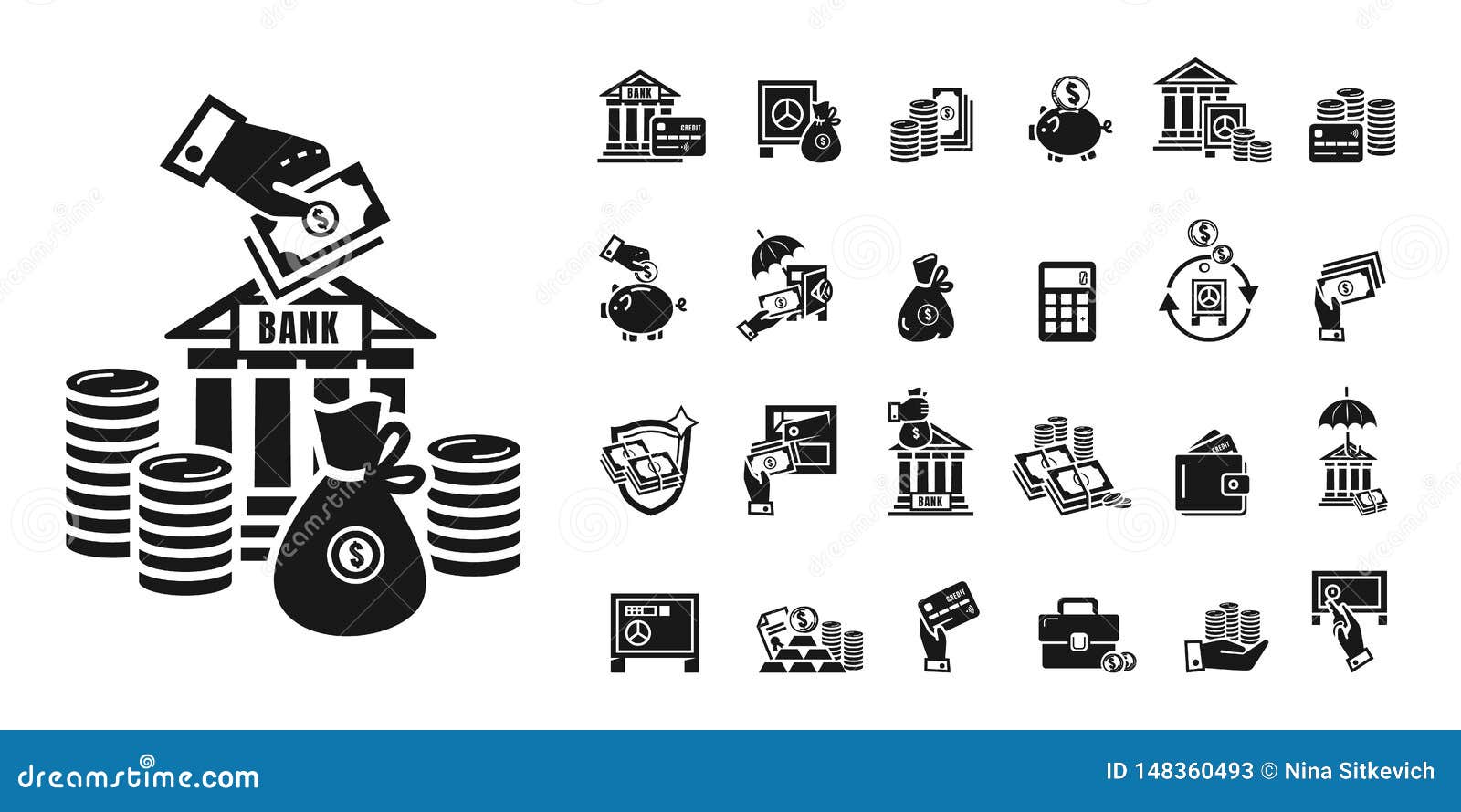 Deposit Icons Set, Simple Style Stock Vector - Illustration of ...