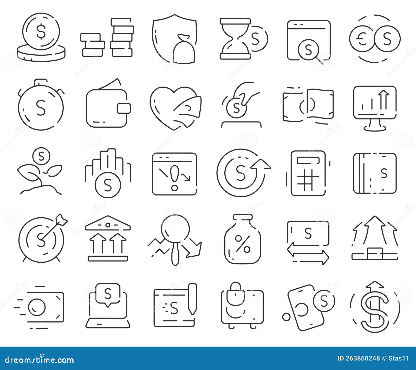 Deposit Line Vector Icons And Signs. Reserve, Entrust, Store, Remit ...