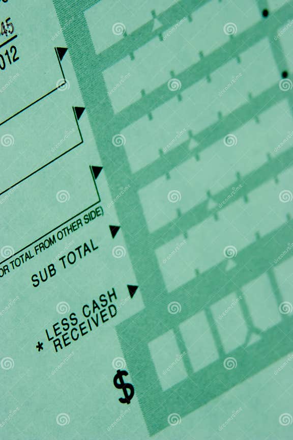 Deposit Slip from Checking Account Stock Photo - Image of cheques ...