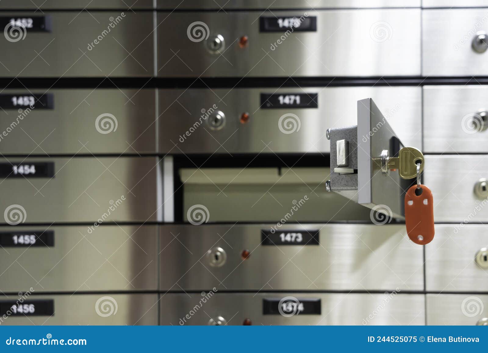 Depository Cells. Opened Deposit Box with Key Stock Image - Image of ...