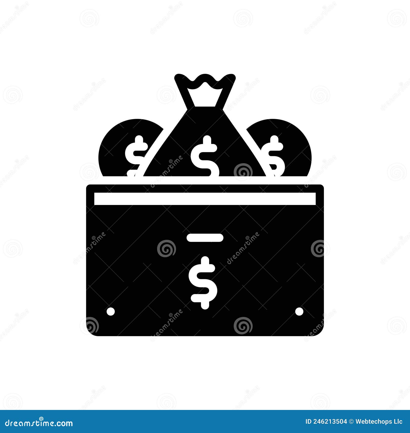 Black Solid Icon for Deposits, Credited and Money Stock Vector ...