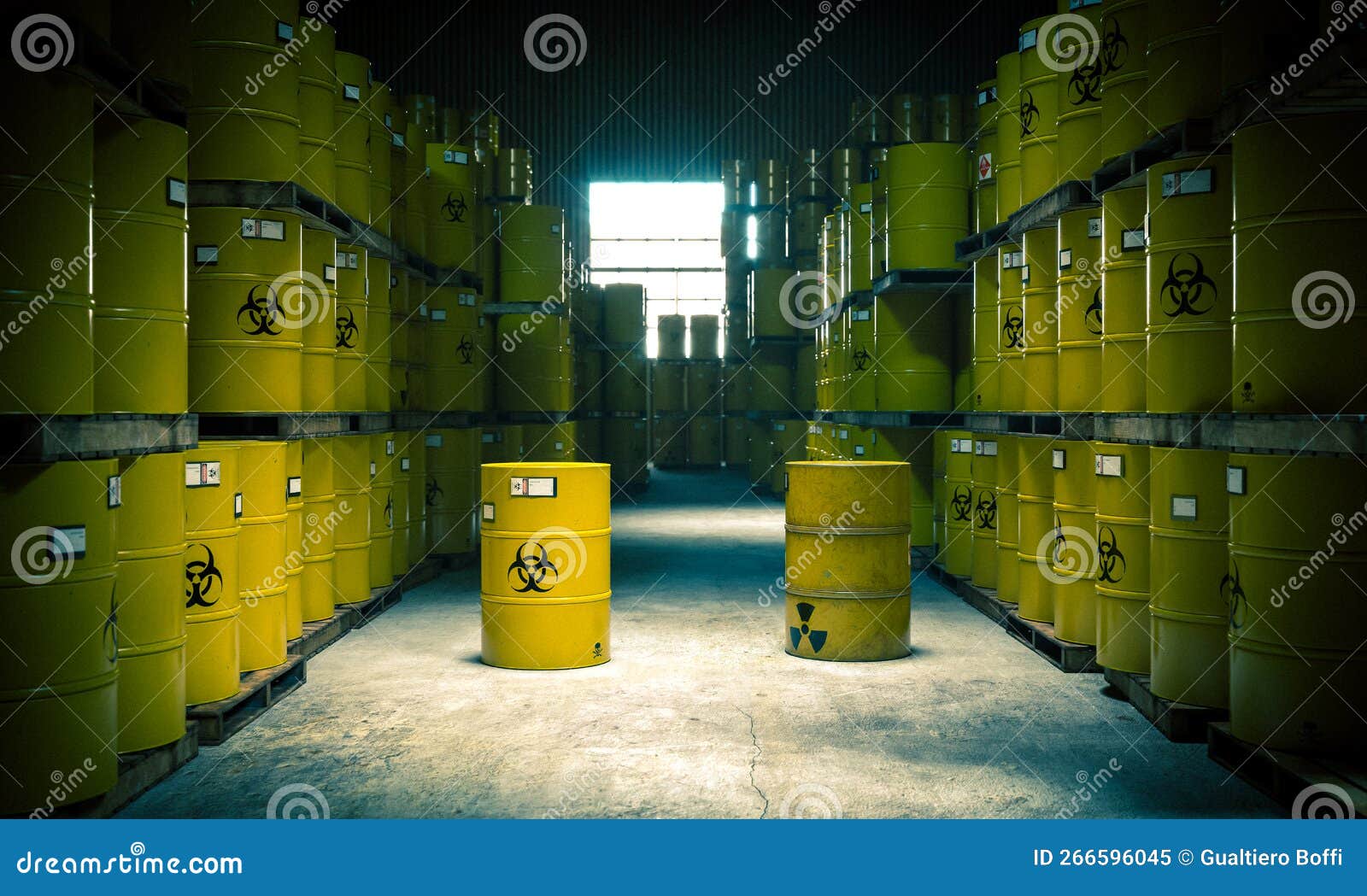 Depot with Storage of Yellow Barrels with Radioactive and Harmful Waste ...