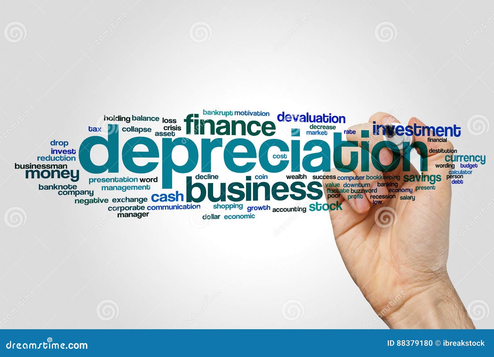 Depreciation word cloud stock photo. Image of corporate - 88379180