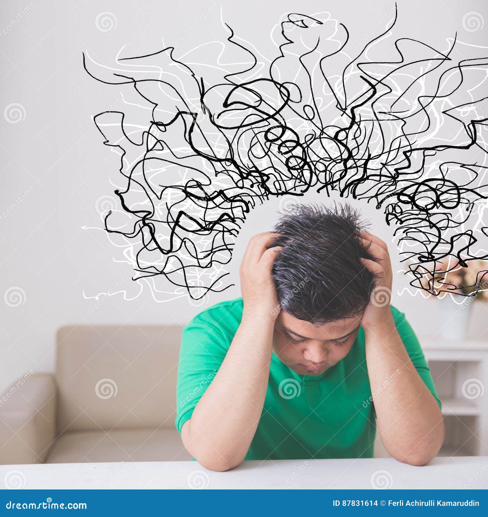 Depress Man Having so Much Problem Stock Photo - Image of chubby ...