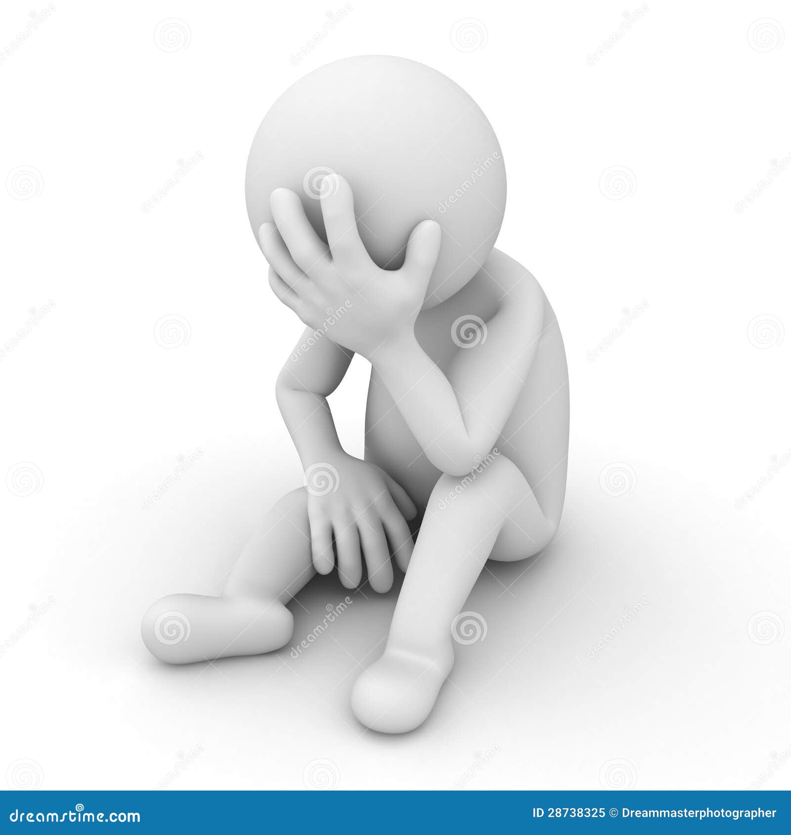 Depressed 3d Man Sitting Over White Stock Illustration - Illustration ...