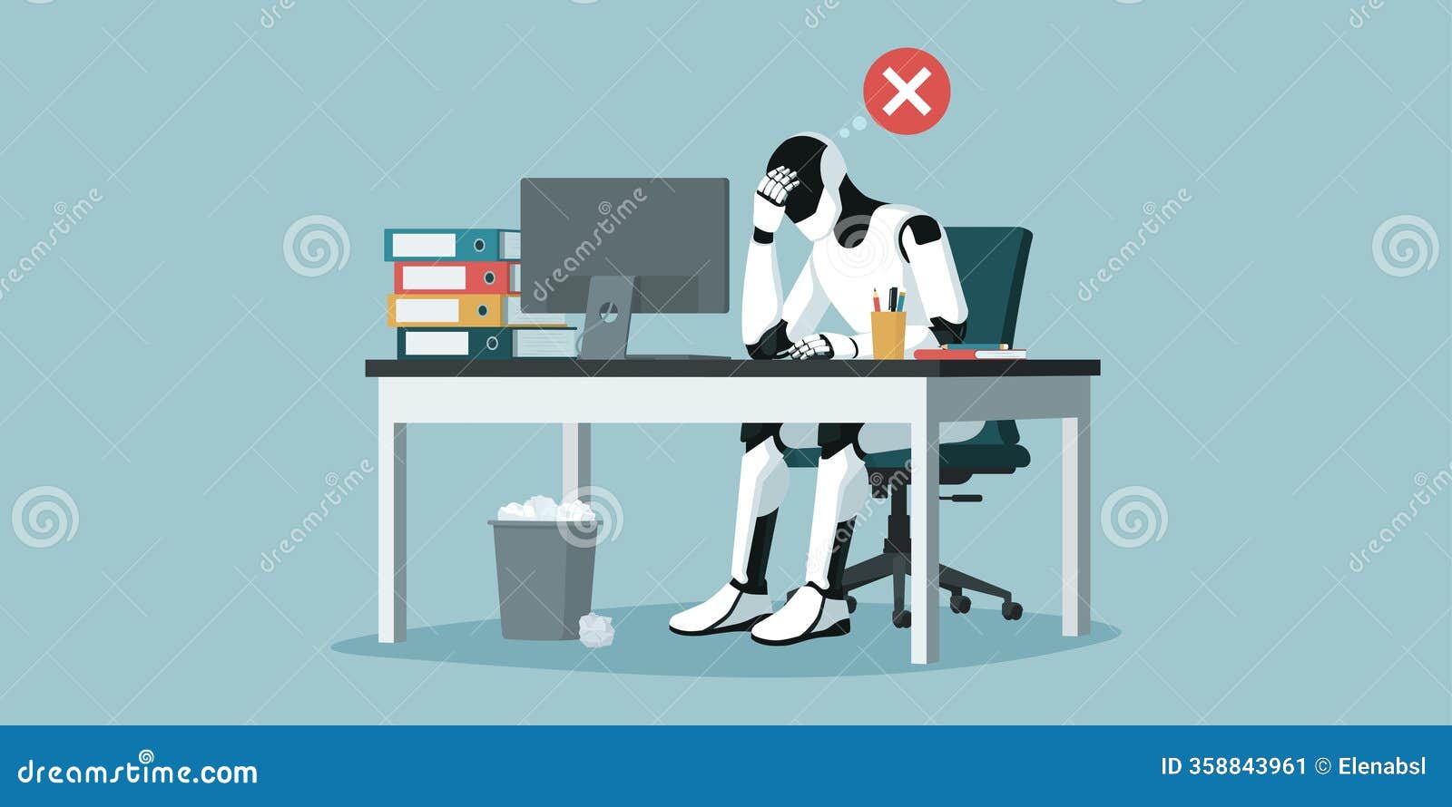 The Robot Is Sitting With A Tree Sprout. The Concept Of Reviving The ...