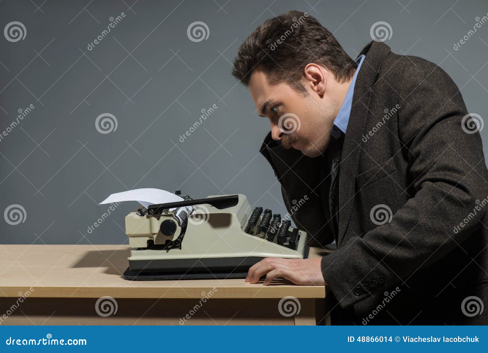 Depressed Author Sitting Typewriter Stock Photos - Free & Royalty-Free ...