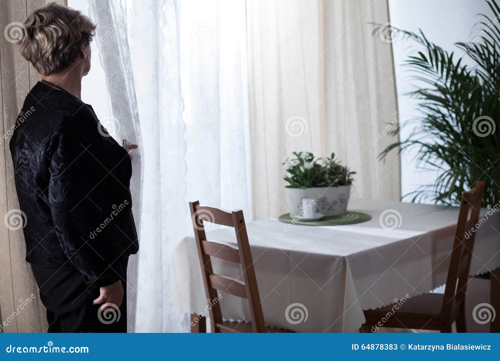 Depressed Bereaved Female Yearning Husband Stock Image - Image of ...