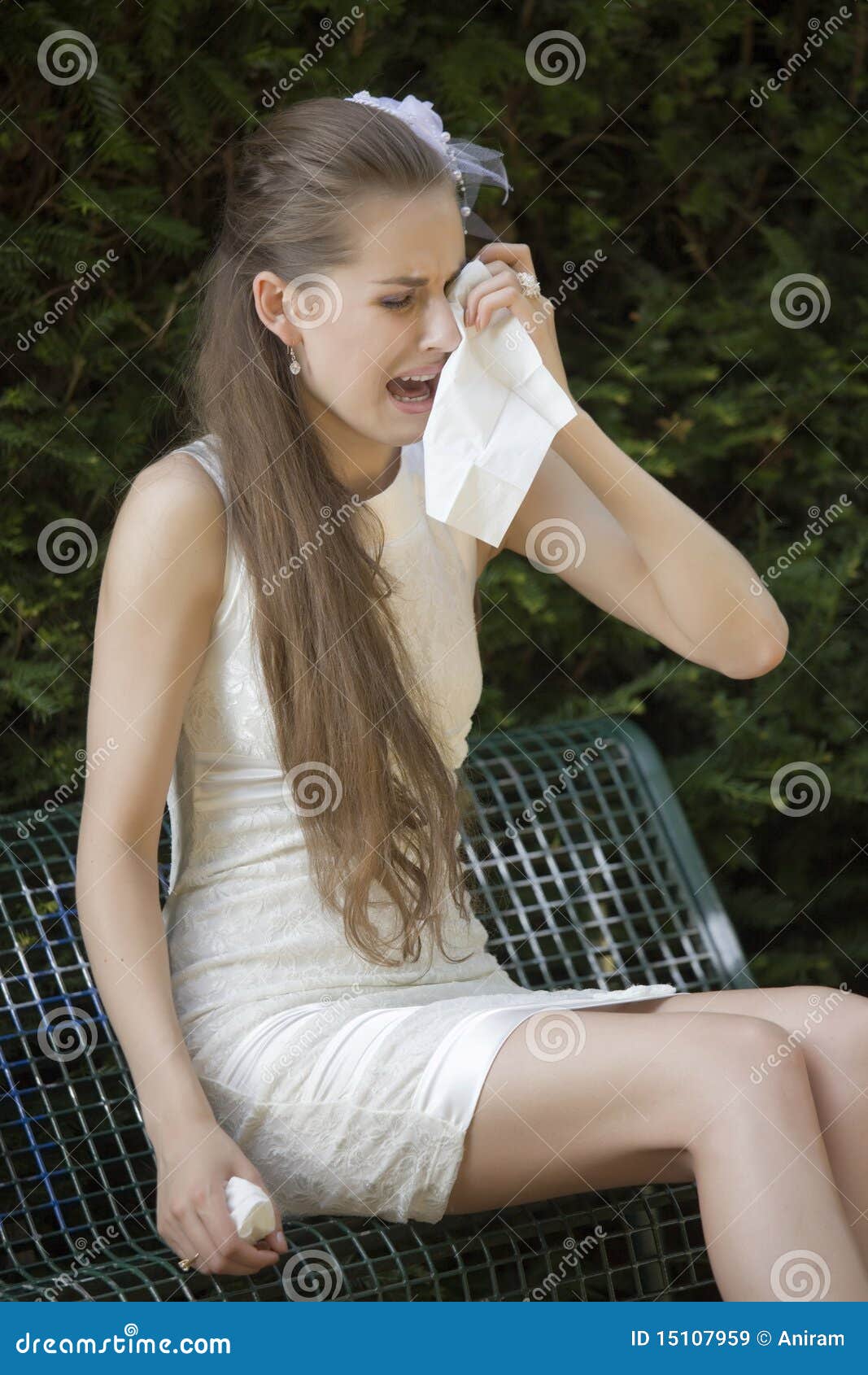 Sad Bride Crying Sitting On A Sofa Royalty-Free Stock Photo ...