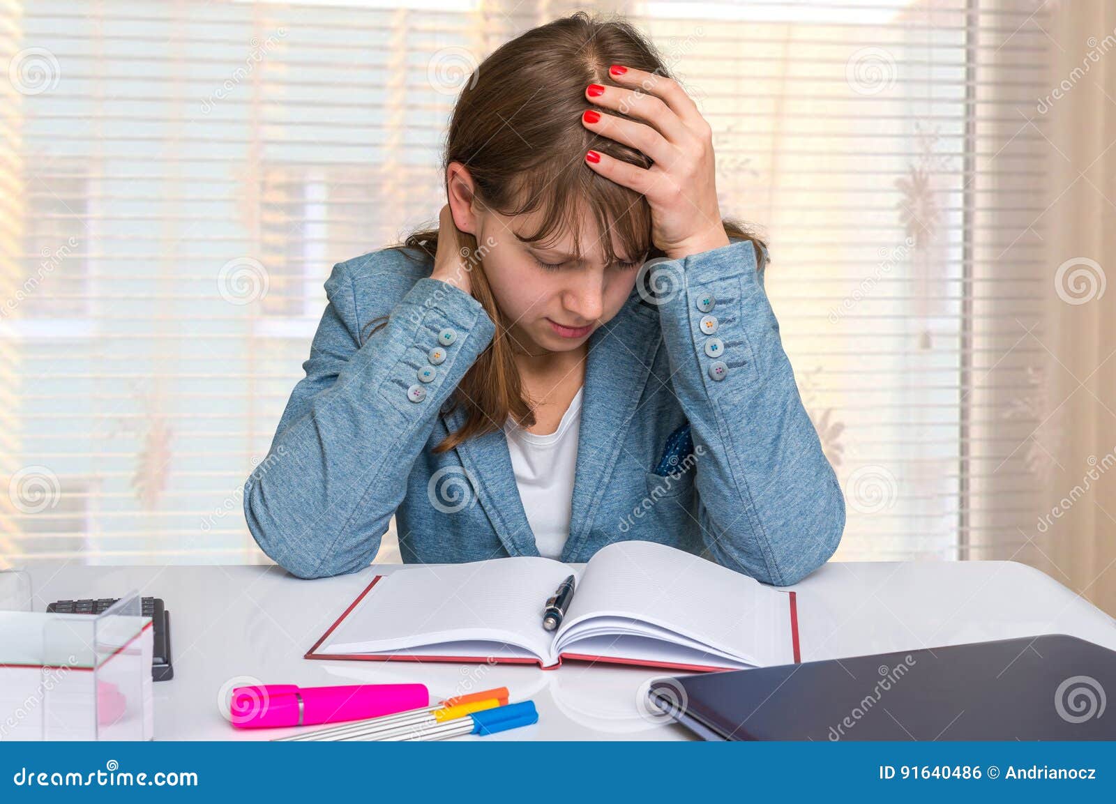 Depressed Business Woman in the Office Stock Photo - Image of female ...