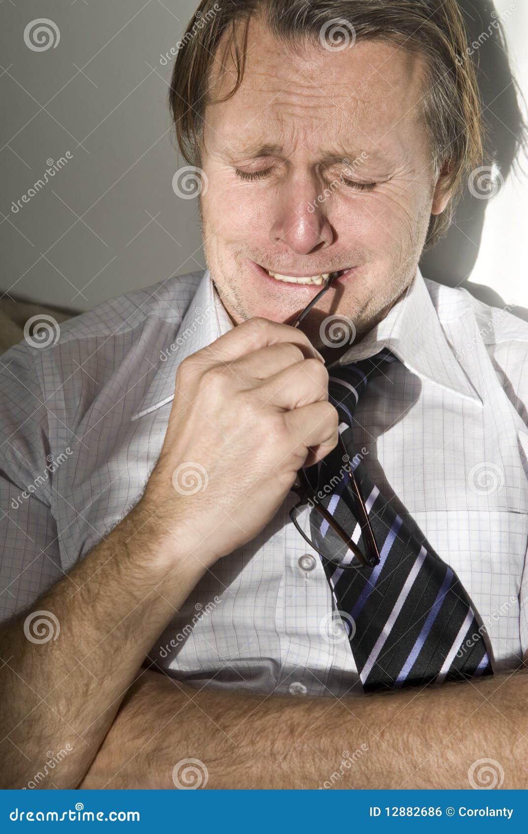 Depressed Businessman Crying Stock Photo - Image of miserable, eyes ...