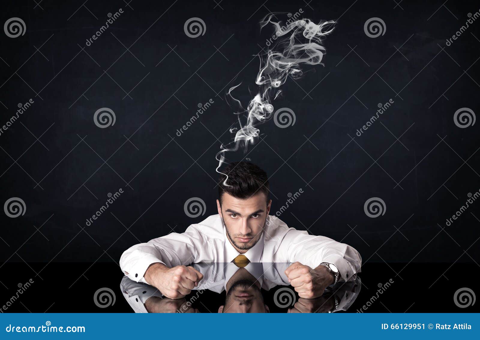 Depressed Businessman with Smoking Head Stock Image - Image of ...