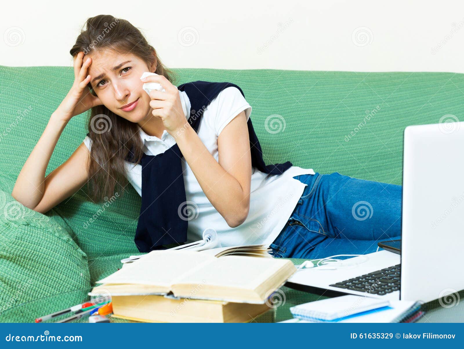 Depressed Female College Student Stock Image - Image of education ...