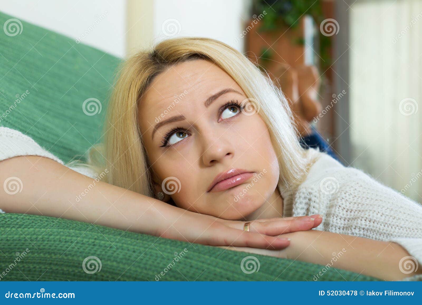 Depressed Female Sitting in Silence Stock Photo - Image of confused ...