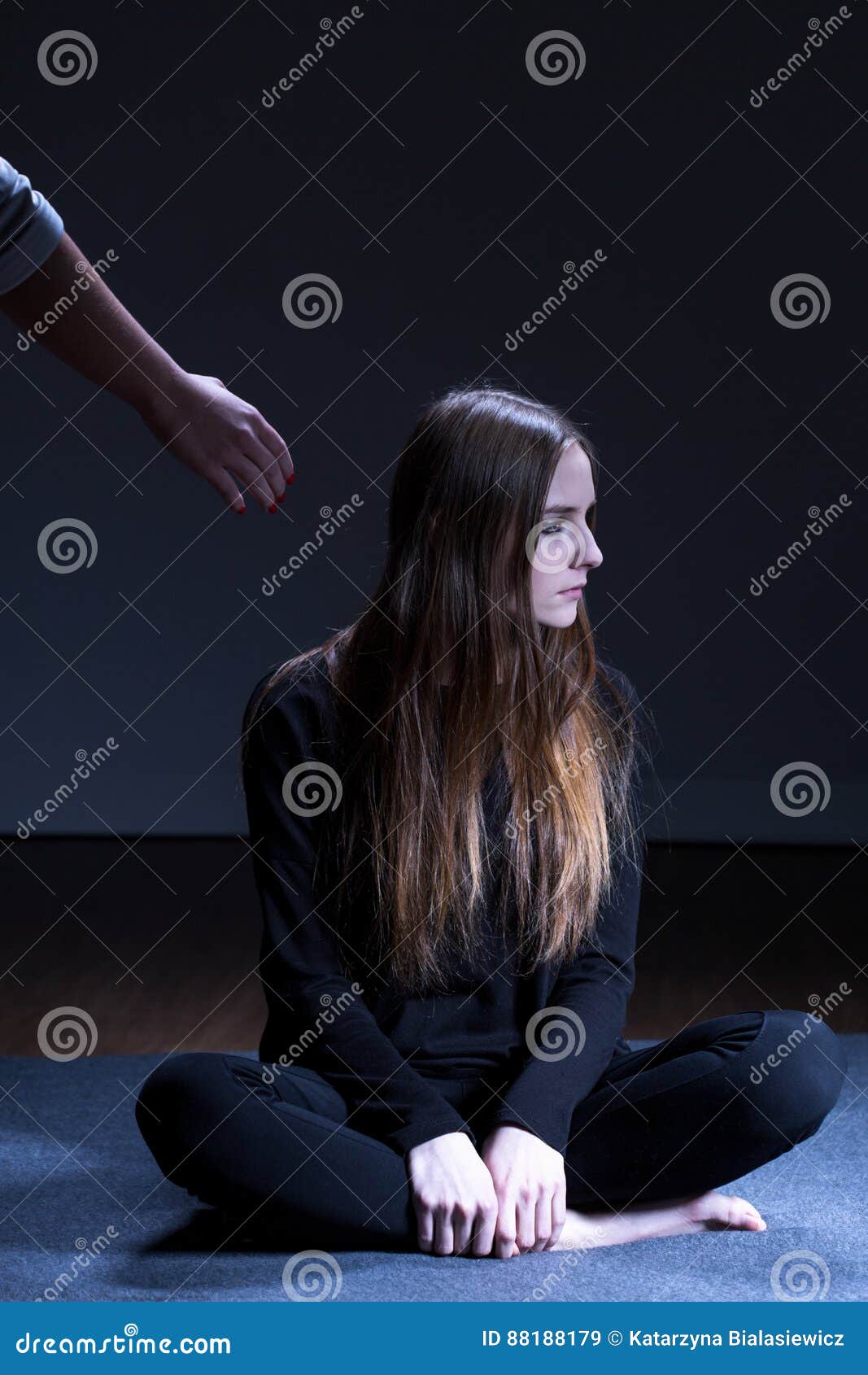 Depressed Girl Rejecting Help Stock Image - Image of alone, problems ...