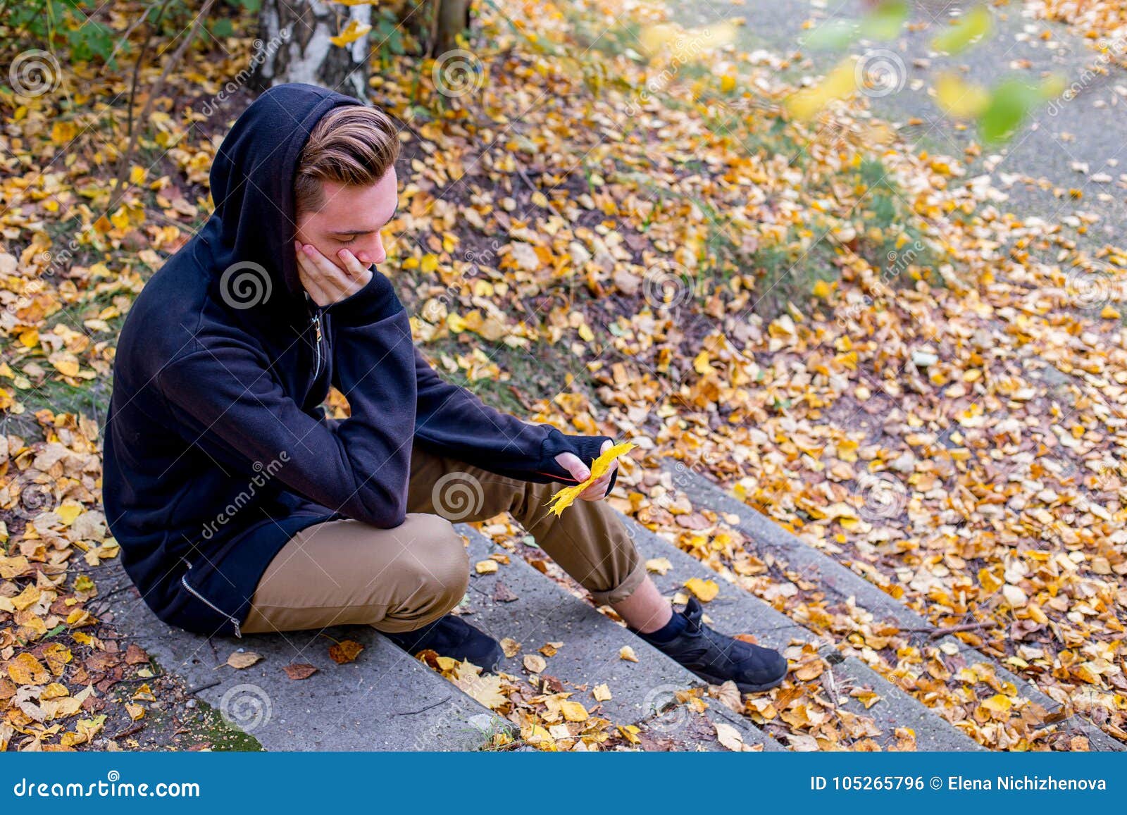 Depressed Guy Walking in Park Stock Photo - Image of happy, people ...